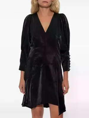IRO PARIS Puff-sleeve Asymmetric Mini Dress - Black