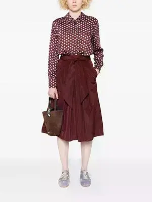 NIU Camelia Pleated Midi Skirt With Belt