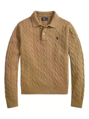 Men's Cable Knit Polo Collar Sweaters