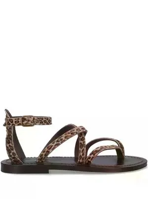 K.JACQUES Leopard Print Ankle Strap Sandals