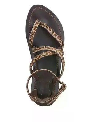 K.JACQUES Leopard Print Ankle Strap Sandals