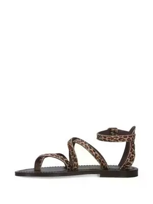 K.JACQUES Leopard Print Ankle Strap Sandals