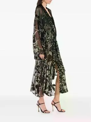 Roberto Cavalli Floral-embroidered Robe