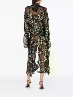 Roberto Cavalli Floral-embroidered Robe