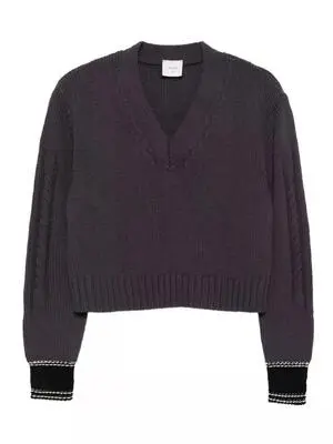 ALYSI Cable-knit V-neck Sweater