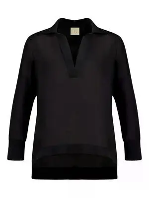 PAULA V-neck Long-sleeve Top - Black