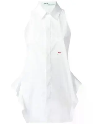 Off-White Ruffled Trim Sleeveless Shirt