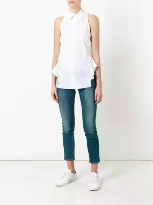 Off-White Ruffled Trim Sleeveless Shirt