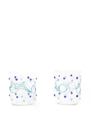 Emilio Pucci Wave-pattern Borosilicate-glass Tumblers - Neutrals