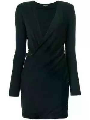Balmain V-neck Crossover Dress