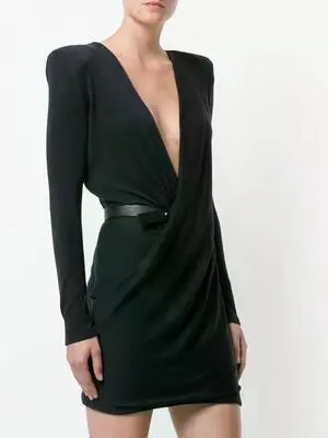 Balmain V-neck Crossover Dress