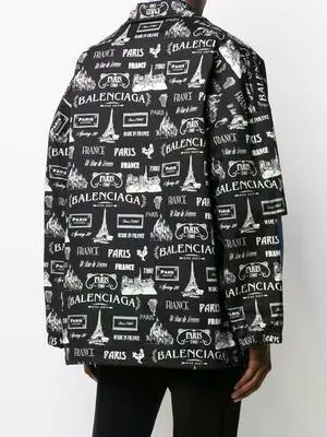 Balenciaga Paris-print Layered-sleeve Jacket