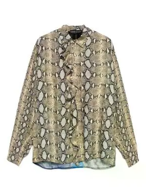 BARBARA BOLOGNA Snake-patterned Ruffle-trimmed Shirt