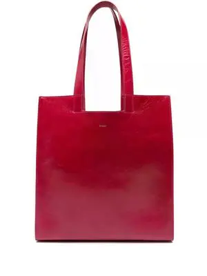 Bally Leather Tote Bag With Logo Detail - Red