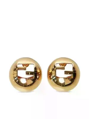 Fendi Logo Sphere Earrings - Yellow