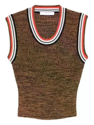 TELA Stripe-detail Knit Vest - Brown