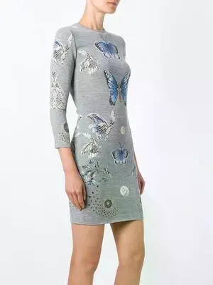 Alexander McQueen Butterfly Jacquard Knit Dress
