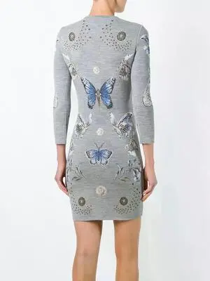 Alexander McQueen Butterfly Jacquard Knit Dress