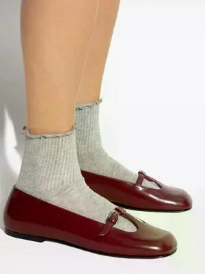 NODALETO Buckle-detail T-bar Ballet Flats - Red