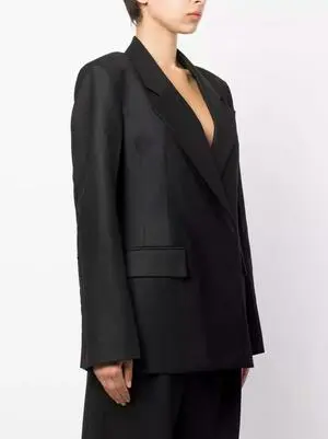Victoria Beckham Double-breasted Virgin Wool-cotton Blazer