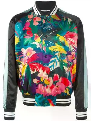Valentino Garavani Tropical Print Bomber Jacket - Black