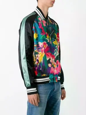 Valentino Garavani Tropical Print Bomber Jacket - Black