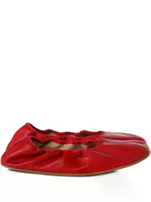 THE ROW Sheepskin Ballet Flats With Ruffled Trim