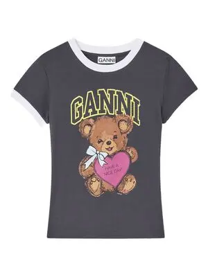 GANNI Bear Organic Cotton T-shirt - Grey