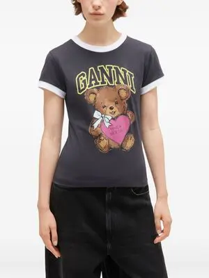 GANNI Bear Organic Cotton T-shirt - Grey
