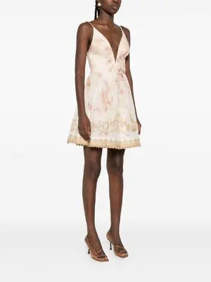 Zimmermann Hypnotic Linen And Silk Mini Dress