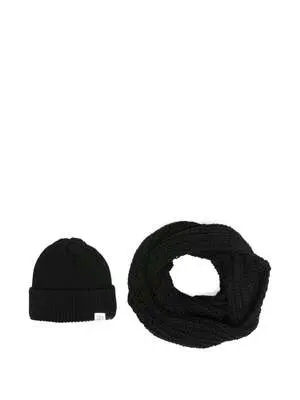 Peuterey Wool Beanie And Scarf Set - Black