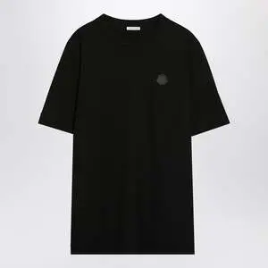 Moncler Cotton T Shirt With Logo Patch - Black