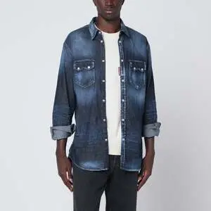 Dsquared2 Dan Shirt In Washed Denim