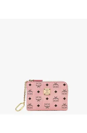Mcm Aren Card Pouch In Visetos - Pink