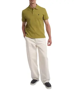 AMI Paris De Coeur Regular Fit Polo Shirt - Matcha
