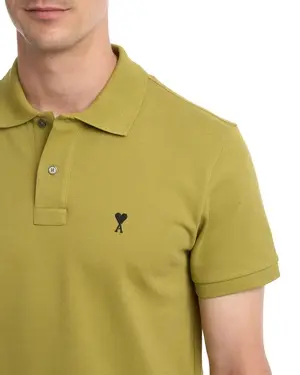 AMI Paris De Coeur Regular Fit Polo Shirt - Matcha