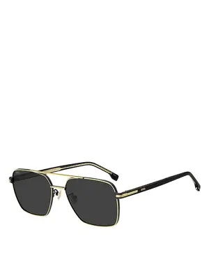 Hugo Boss Rectangle Sunglasses, 58mm - Black Gold