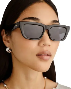 Le Specs Le Castle D Frame Sunglasses - Black