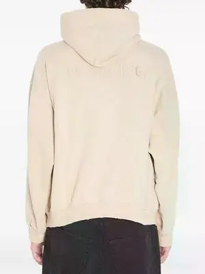 Balenciaga Embroidered Logo Fleece Hoodie - Neutrals
