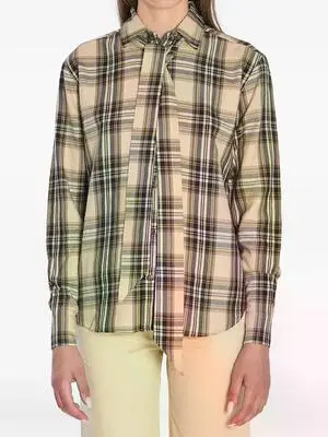 Saint Laurent Lavallière Cassandre Long-sleeve Shirt - Neutrals