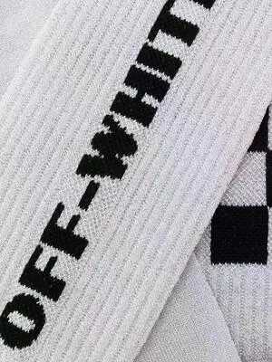Off-White Check Logo Knit Socks - Metallic