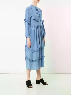 Rochas Ruffle Trim Midi Dress