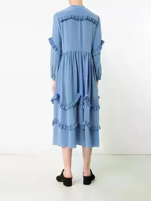 Rochas Ruffle Trim Midi Dress