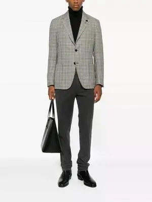 LARDINI Checked Two-button Blazer - Neutrals