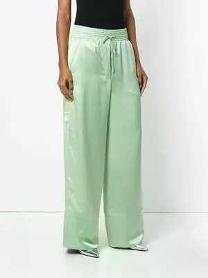 Off-White Satin Wide-leg Trousers