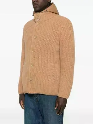 Herno Hooded Ribbed-knit Jacket - Neutrals