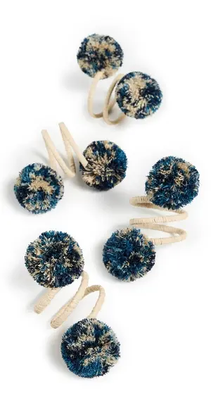 KIM SEYBERT Casbah Napkin Rings Set Of 4 - Natural/blue