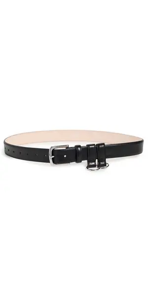 Tibi Ring Hardware Leather Belt - Black