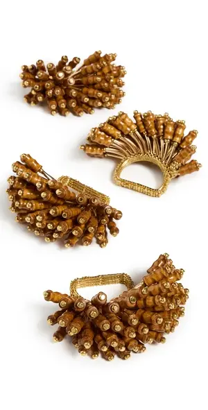 KIM SEYBERT Royal Palm Napkin Rings Set Of 4 - Brown/gold