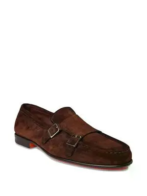 Santoni Double-buckle Suede Loafers